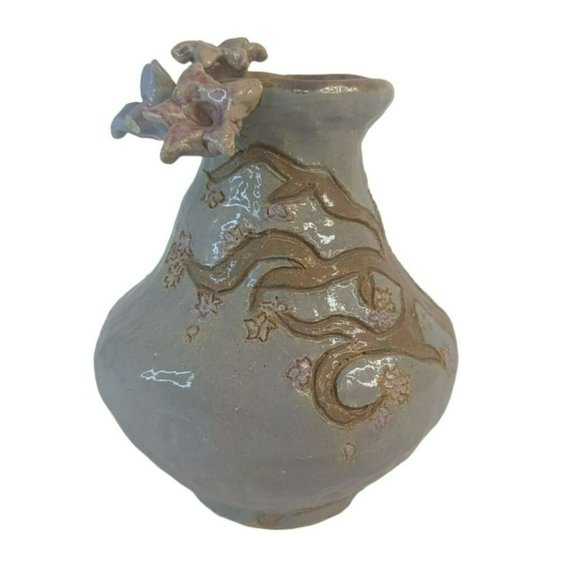 Handmade | Accents | Handmade Gray Brown Tree With Flowers Glazed ...